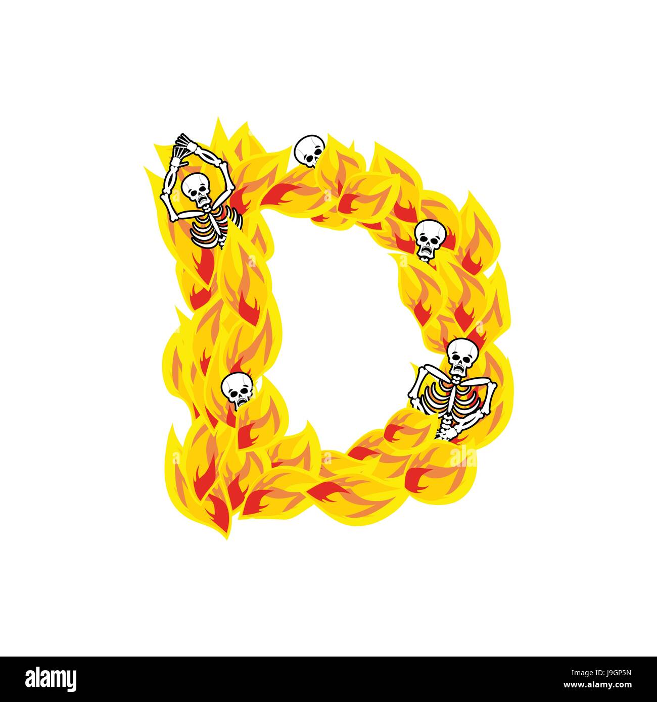 Letter D hellish flames and sinners font. Fiery lettering. Infernal ...