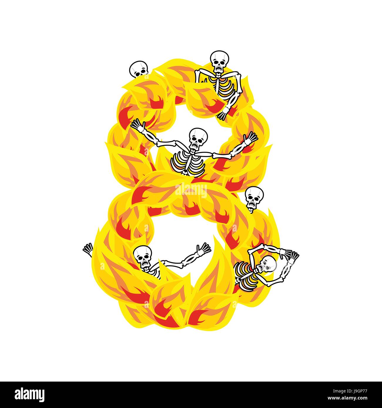 Number 8 hellish flames and sinners font. Fiery lettering eight ...