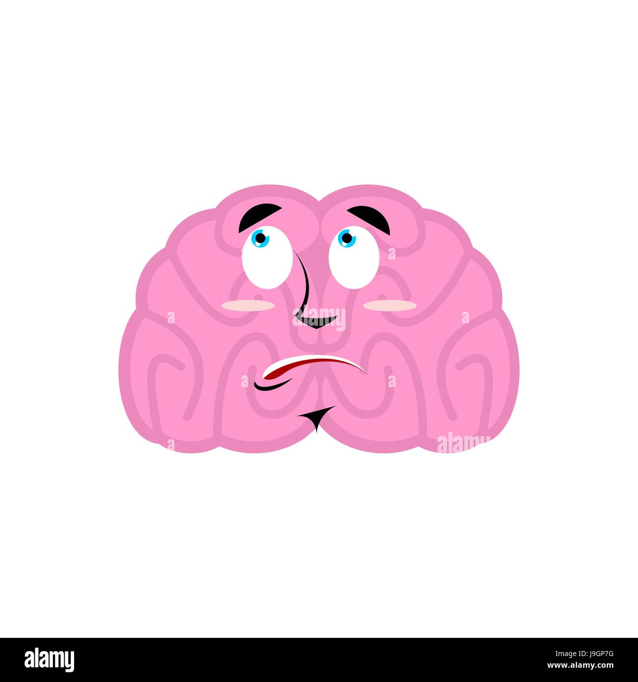 brain surprised emotion. Human brains Emoji astonished. Isolated Mind ...
