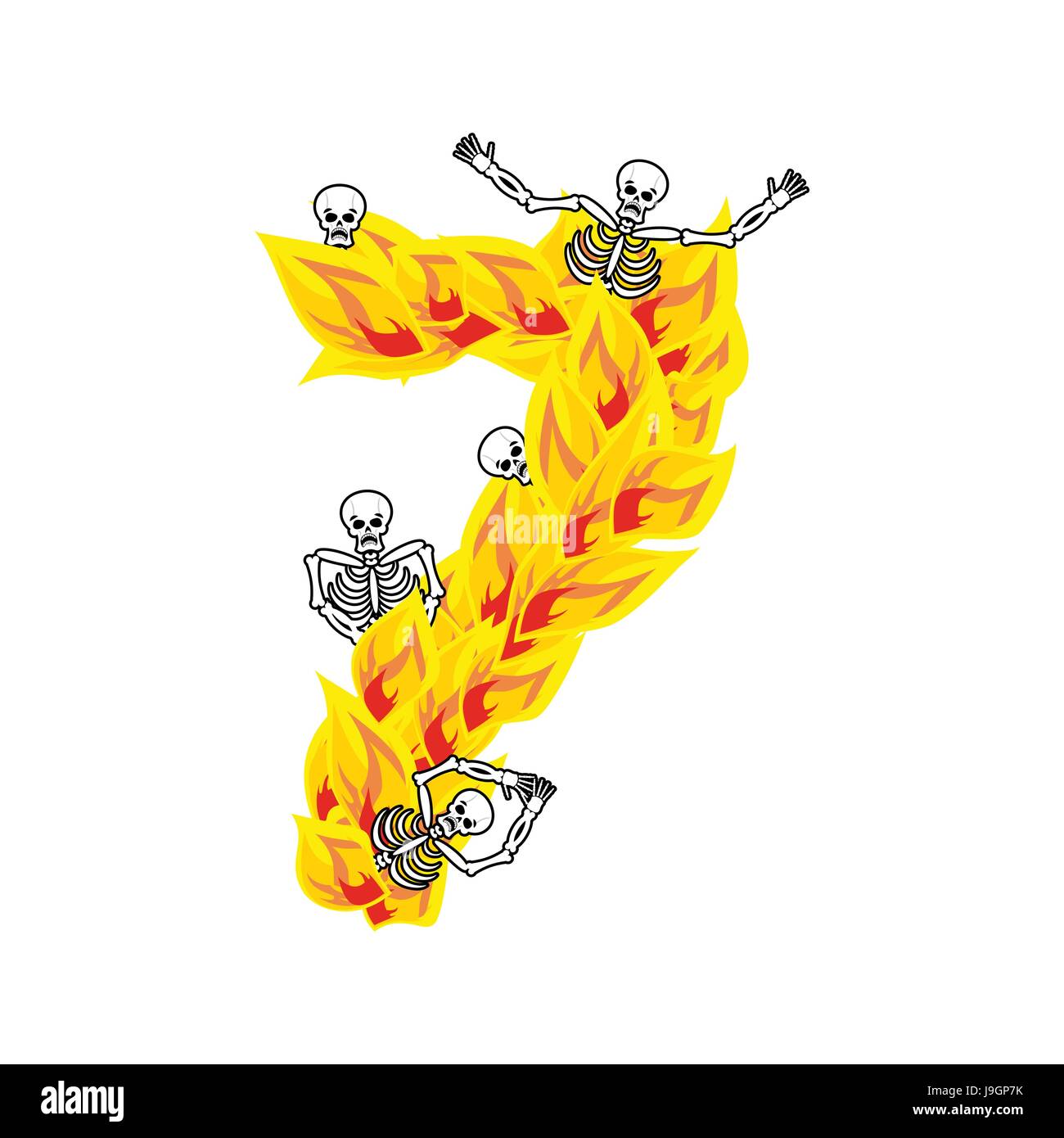 Number 7 hellish flames and sinners font. Fiery lettering seven ...