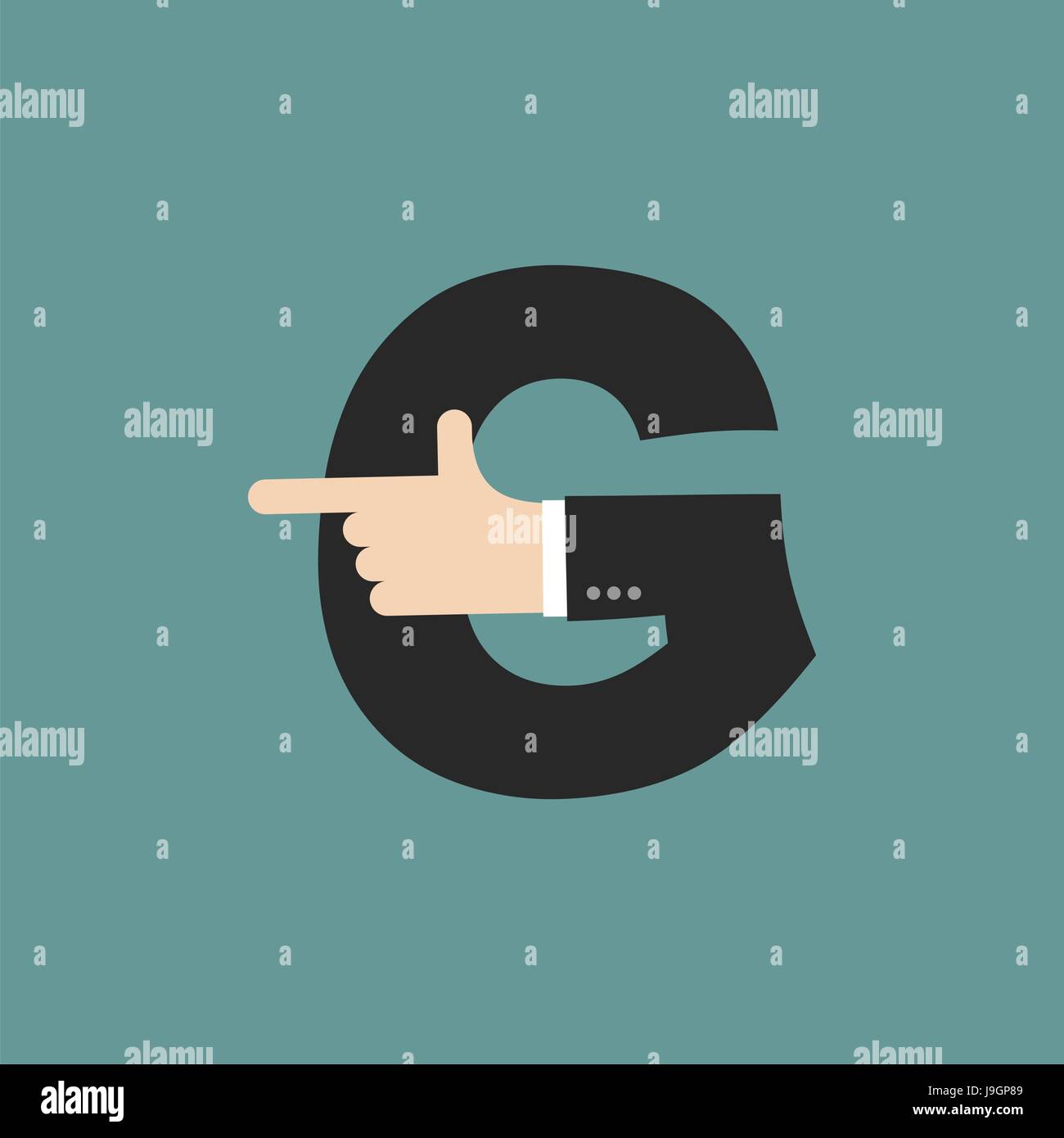 G letter businessman hand font. It shows finger print. Arm symbol ...