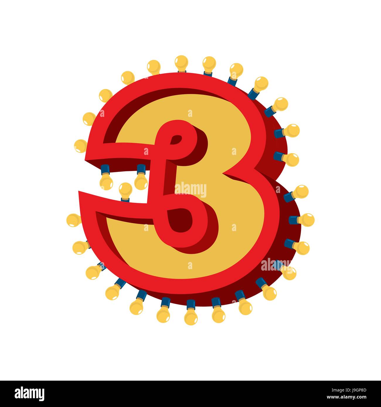 Number 3 lamp glowing font. Vintage light bulb alphabet sign three ...