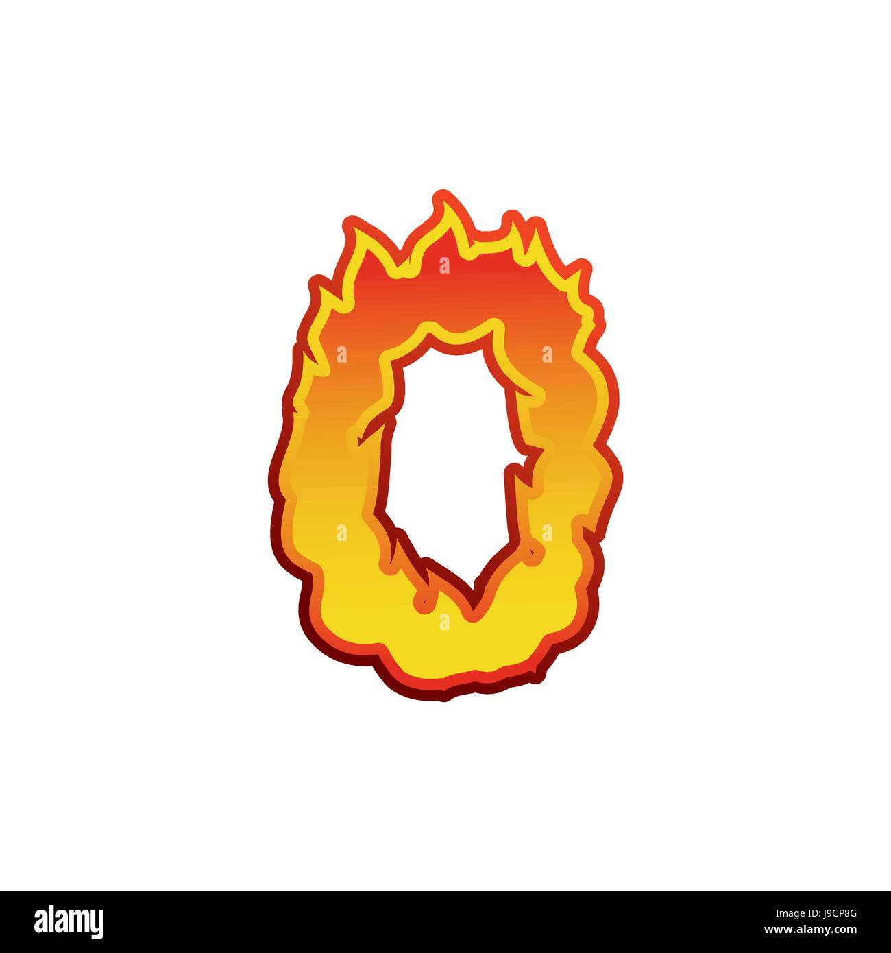 Number 0 fire. Flames Font zero. Tattoo alphabet character. fiery sign ...