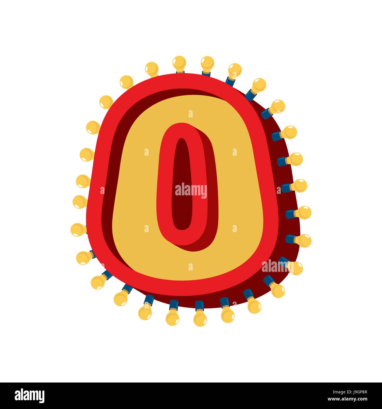 Number 0 lamp glowing font. Vintage light bulb alphabet sign zero ...