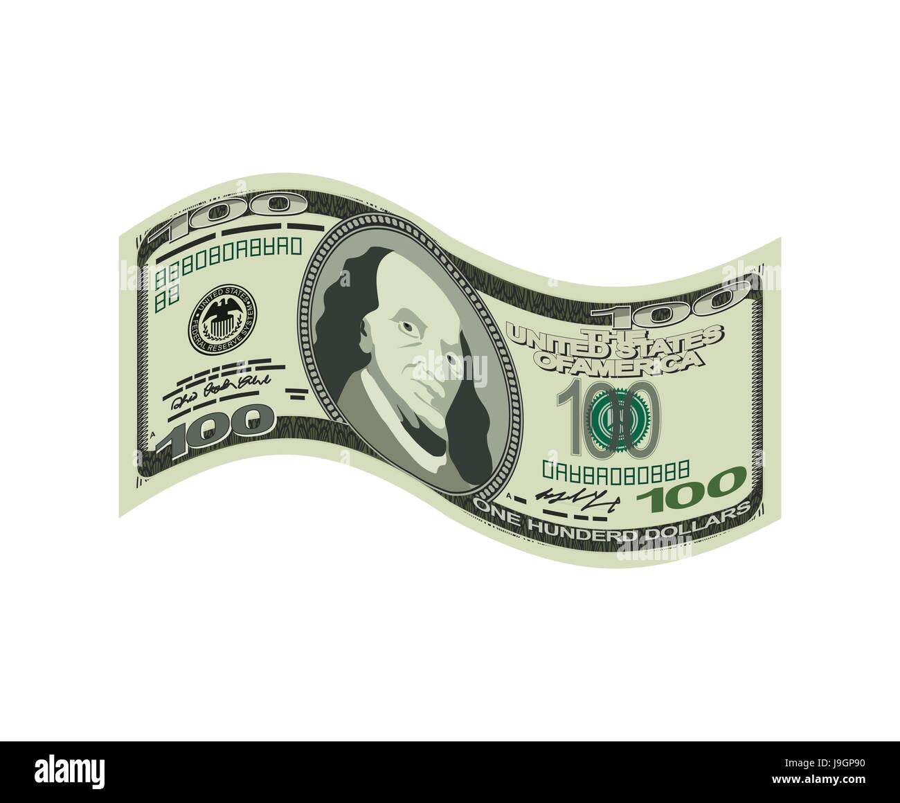 100 dollar isolated. USA money on white background. American cash Stock ...