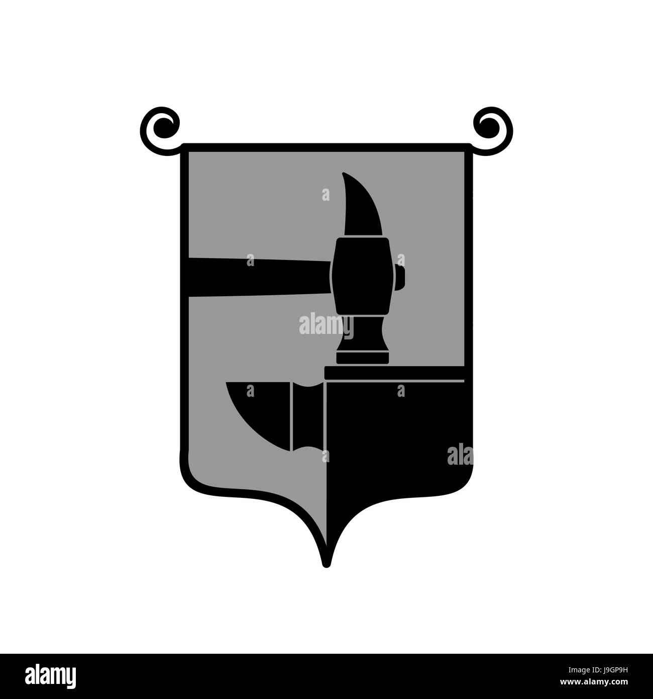 Forge logo. smithy symbol. Hammer and anvil emblem. Vintage sign ...