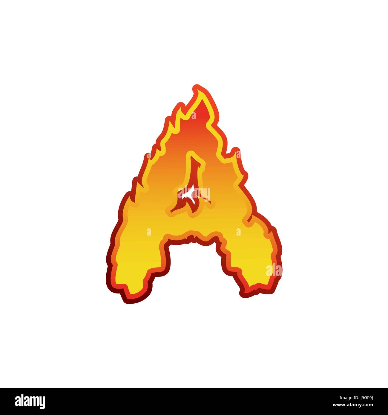 Letter A fire. Flames font lettering. Tattoo alphabet character. fiery ...