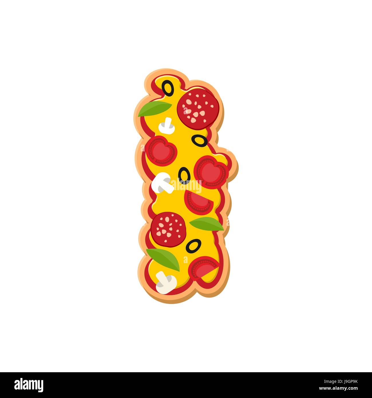 Letter I pizza font. Italian meal alphabet. Lettring fast food Stock ...
