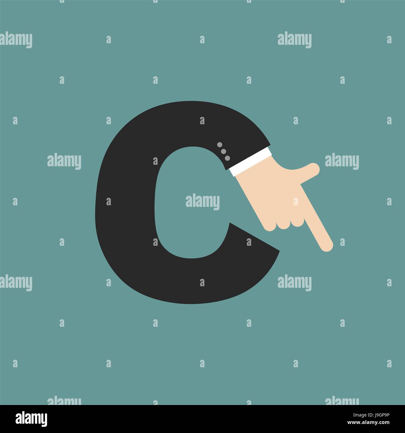 C letter businessman hand font. It shows finger print. Arm symbol ...
