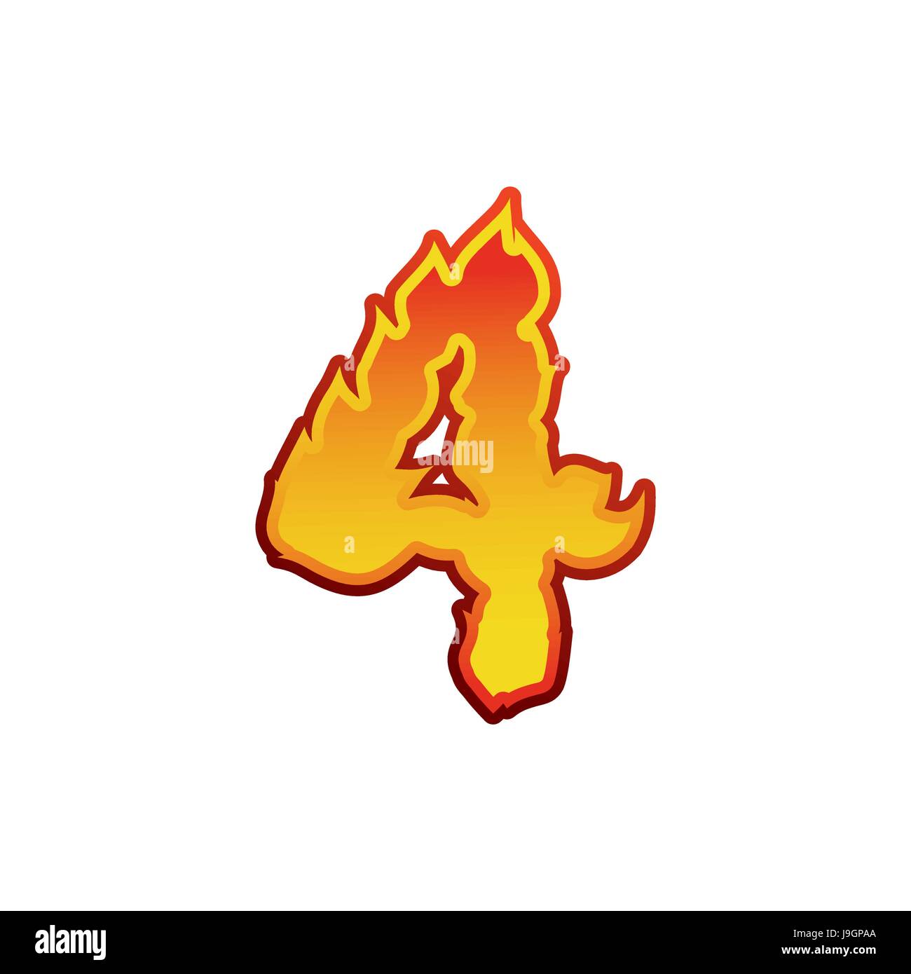 Number 4 fire. Flames Font four. Tattoo alphabet character. fiery sign ...