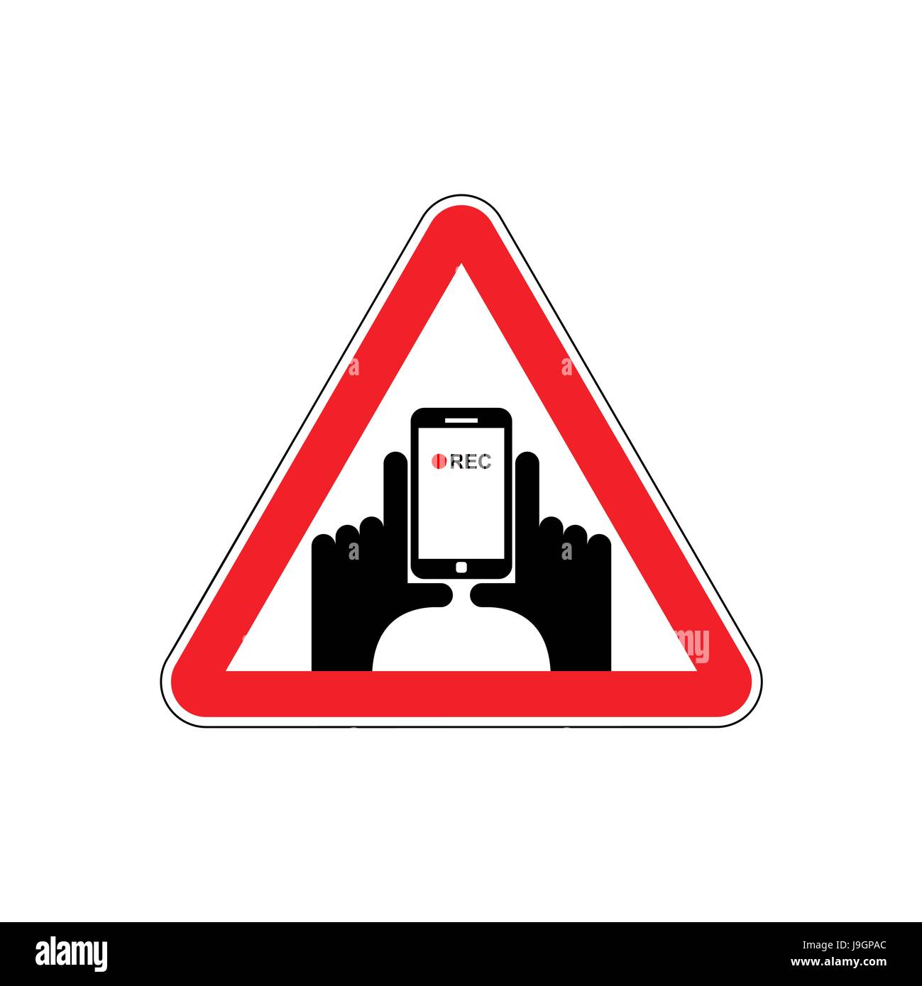 Attention Vertical video. Hand and smartphone to record. Road sign on ...