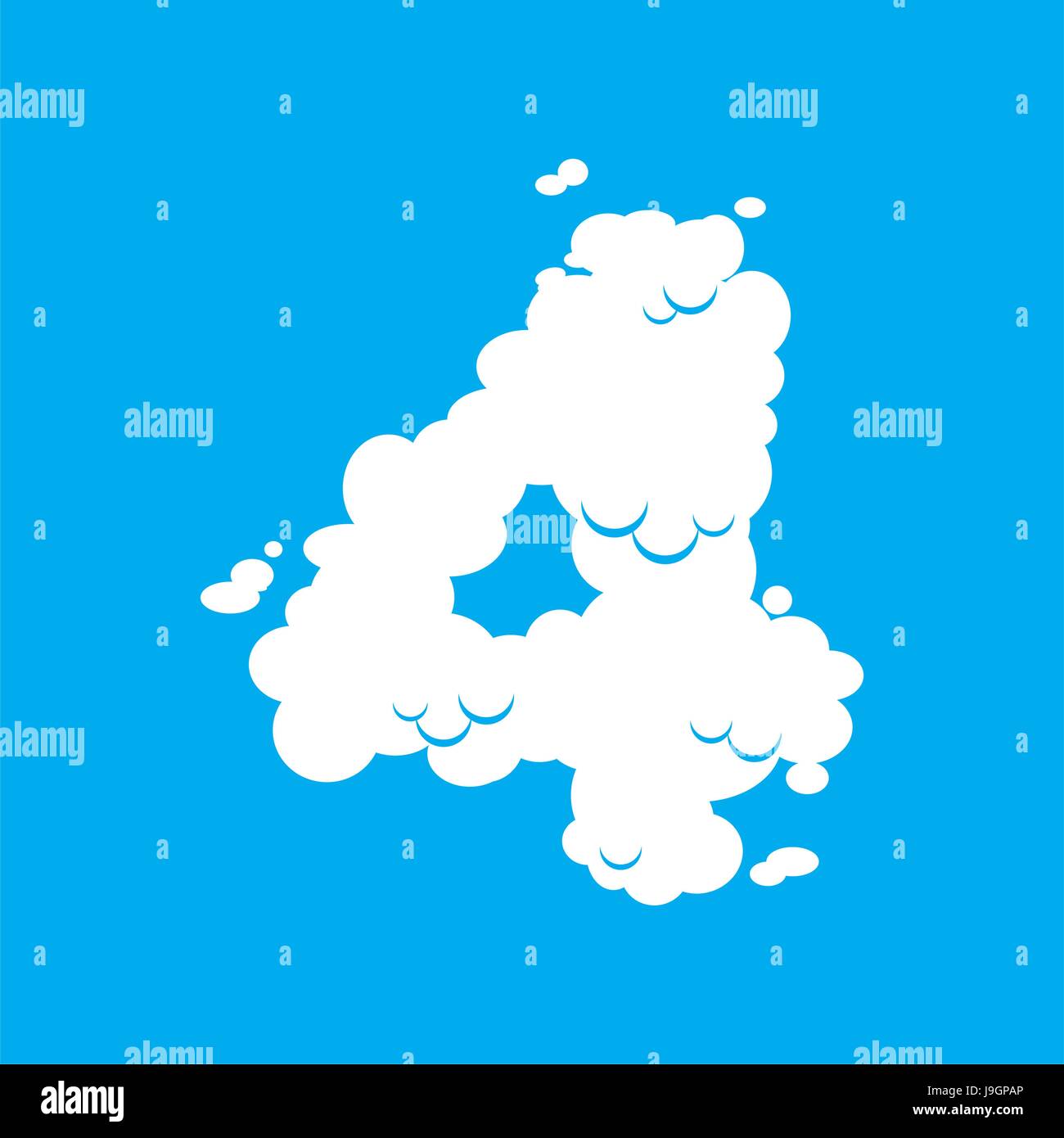 Number 4 cloud font symbol. White Alphabet sign four on blue sky Stock ...