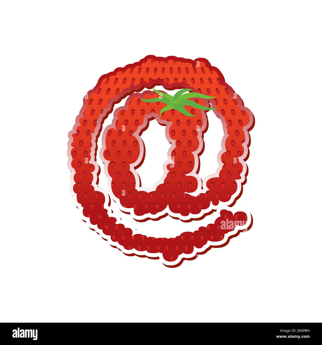 e-mail sign letter Strawberry font. Red Berry lettering alphabet ...