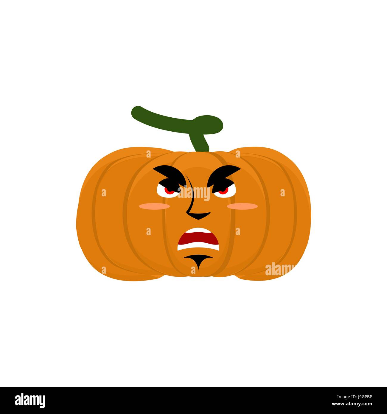 Pumpkin evil angry Emoji. Halloween vegetable aggressive emotion ...