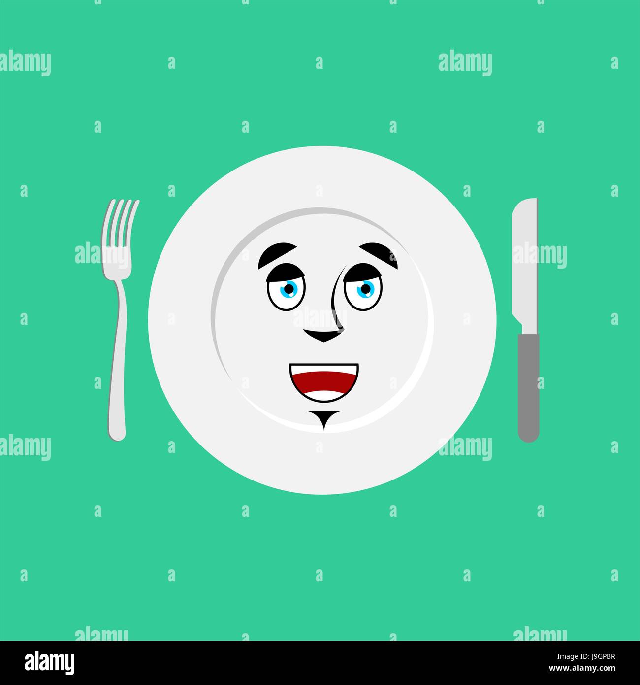 Plate happy Emoji. Empty dish isolated merry emotion Stock Vector Image ...
