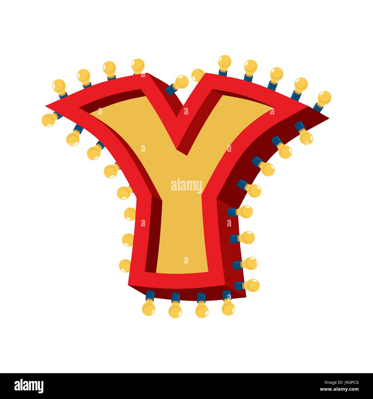Letter Y lamp glowing font. Vintage light bulb alphabet. Retro ABC ...