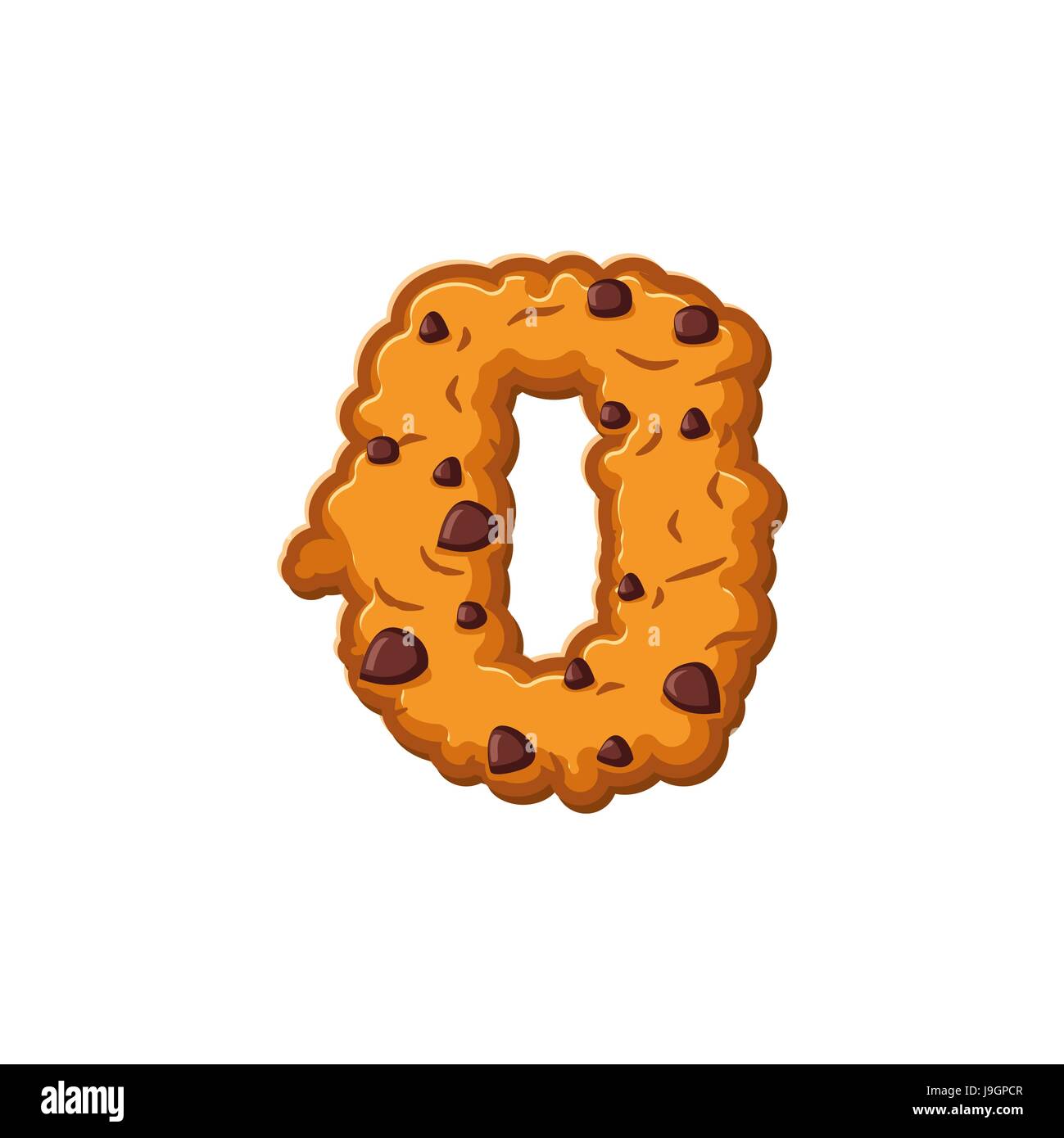 Number 0 cookies font. Oatmeal biscuit alphabet symbol zero. Food sign ...