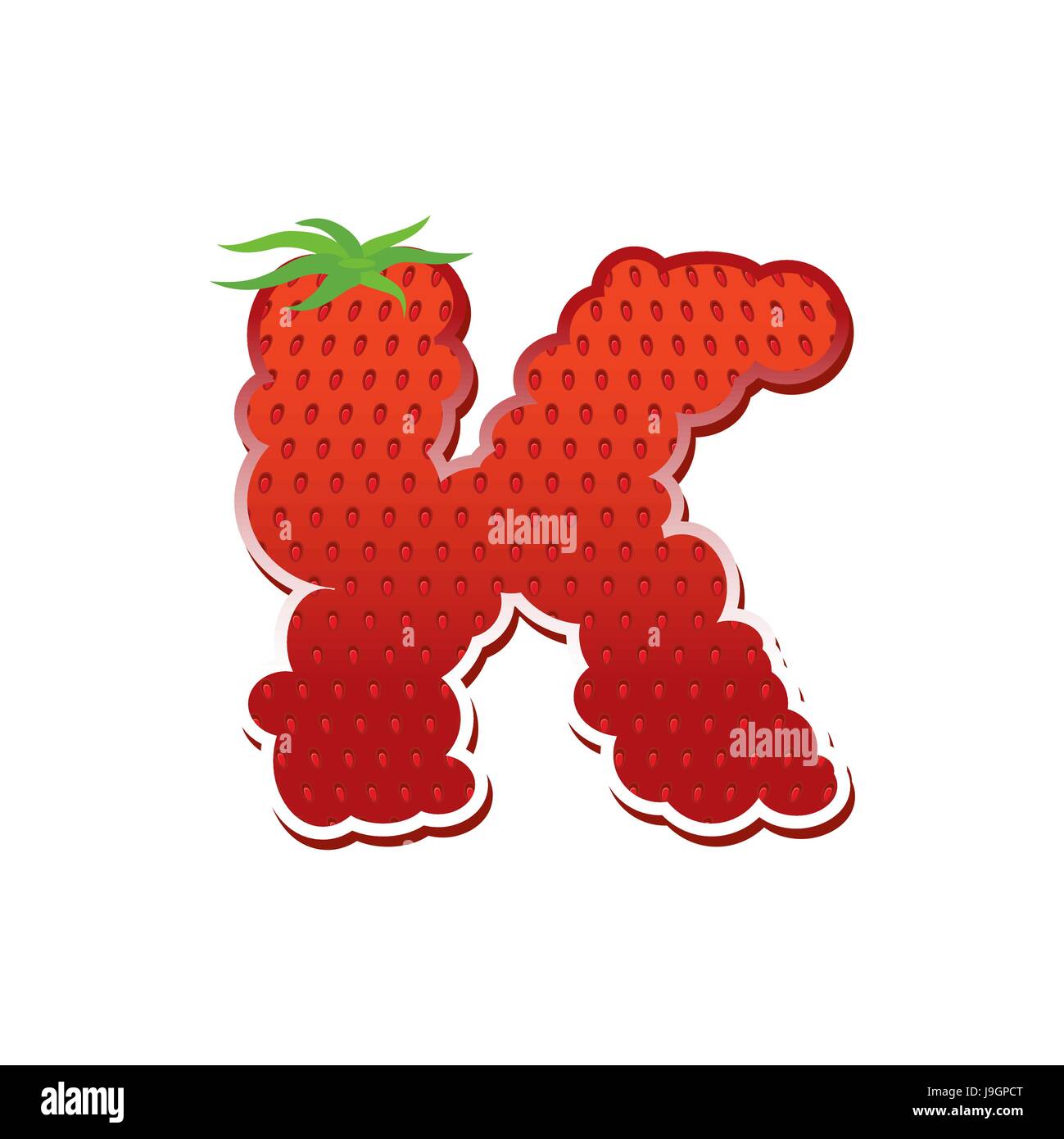 Letter K Strawberry font. Red Berry lettering alphabet. Fruits ABC ...