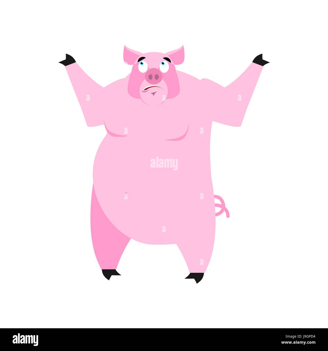 Pig surprised Emoji. piggy astonished emotion on white background. Farm ...