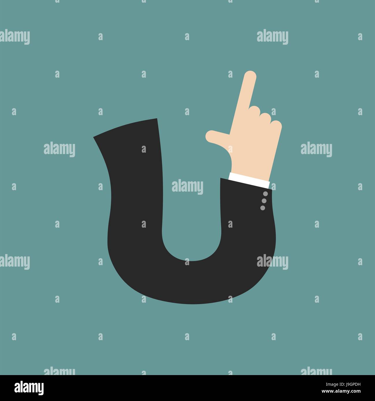 U letter businessman hand font. It shows finger print. Arm symbol ...