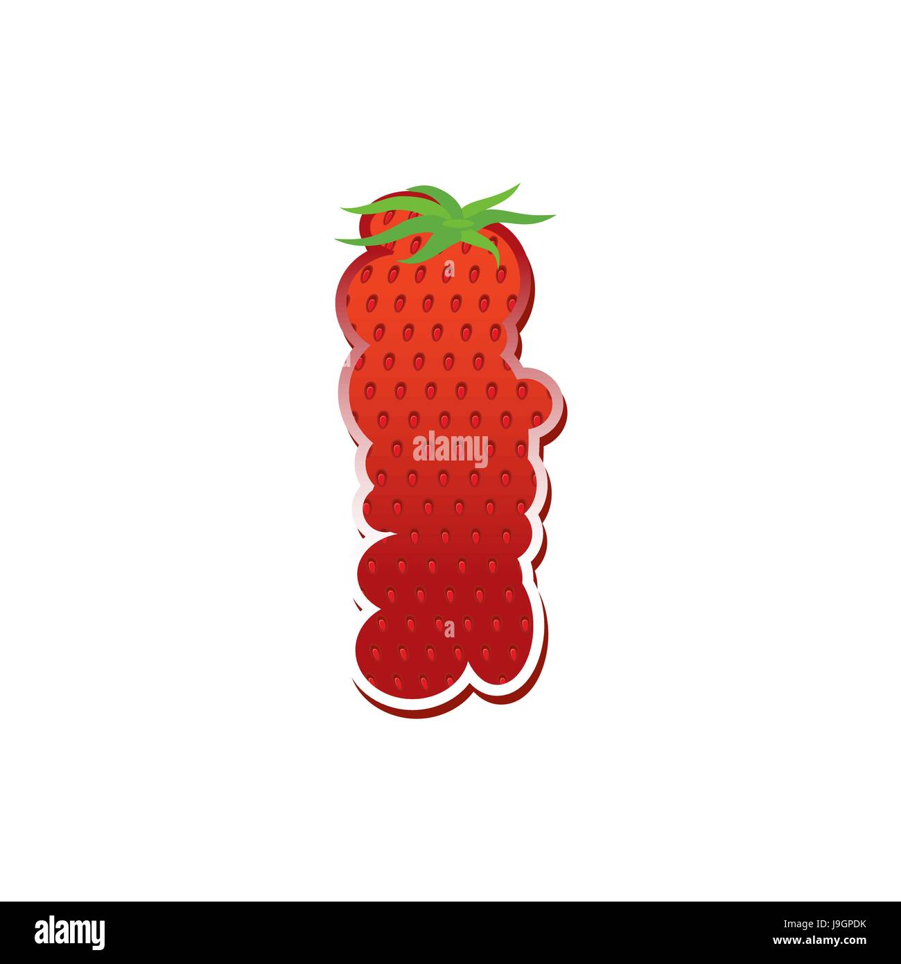 Letter I Strawberry font. Red Berry lettering alphabet. Fruits ABC ...