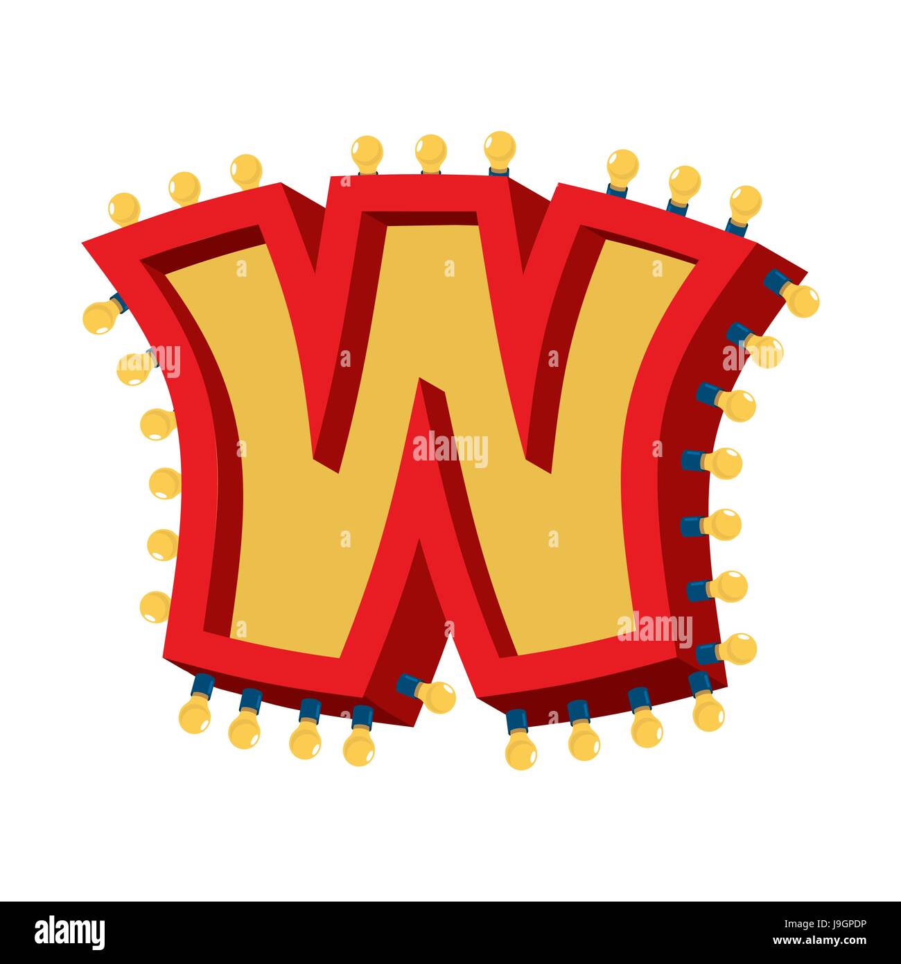 Letter W lamp glowing font. Vintage light bulb alphabet. Retro ABC ...
