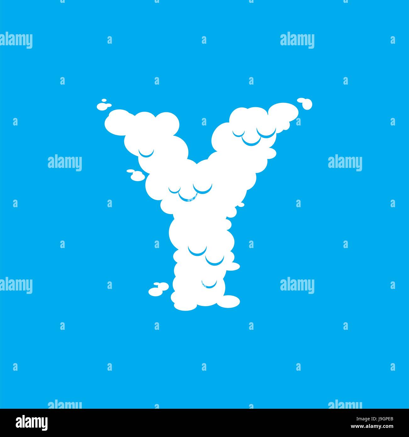 Letter Y cloud font symbol. White Alphabet sign on blue sky Stock ...