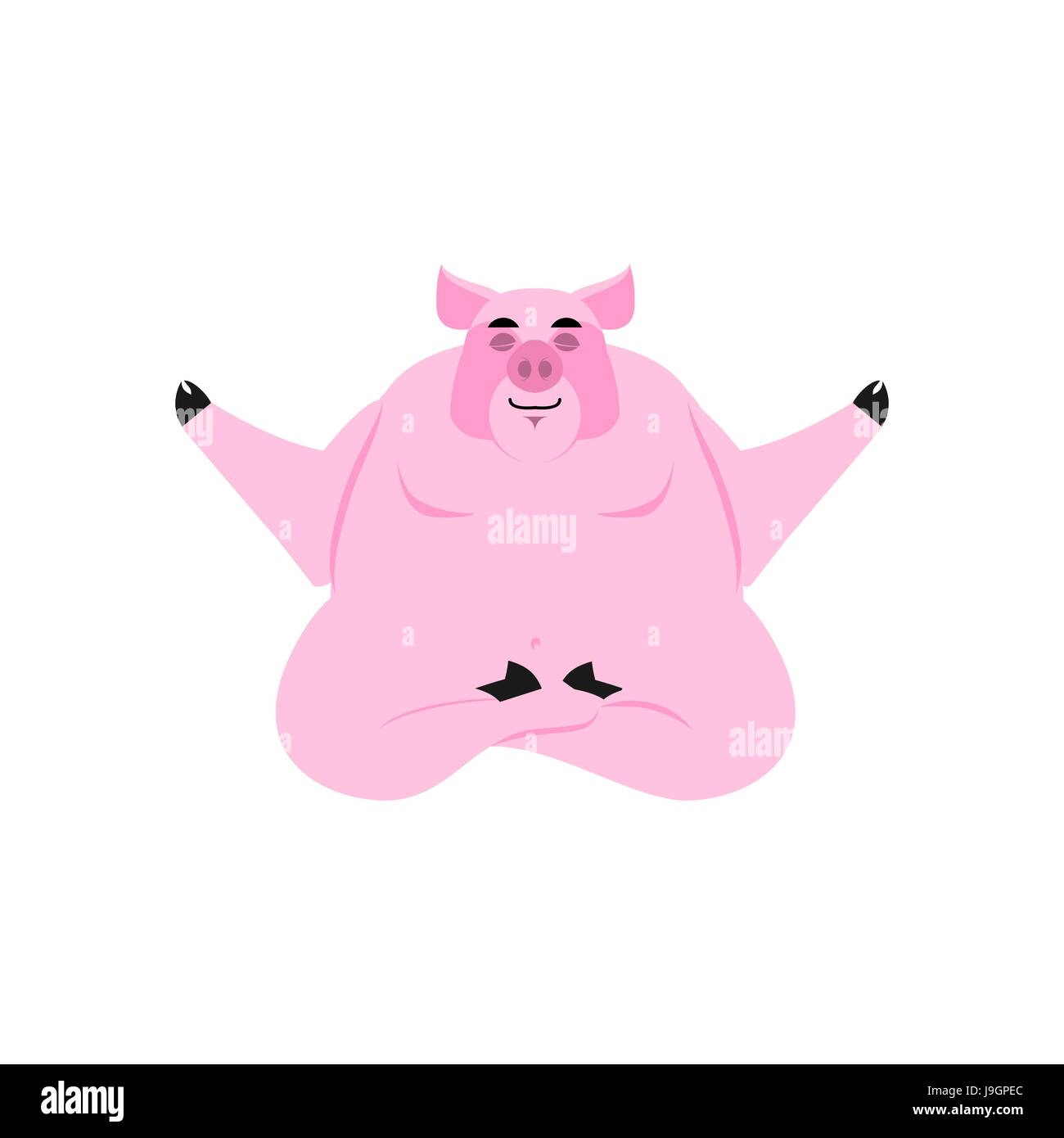 Yoga Pig. Piggy meditating isolated. Zen and relaxation. Farm animal ...