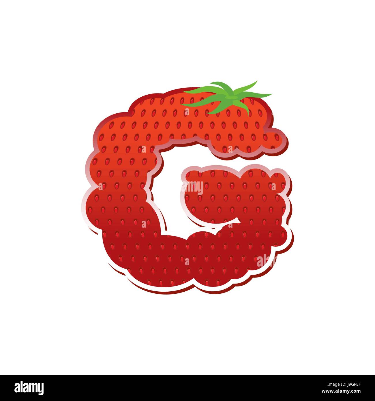 Letter G Strawberry font. Red Berry lettering alphabet. Fruits ABC ...
