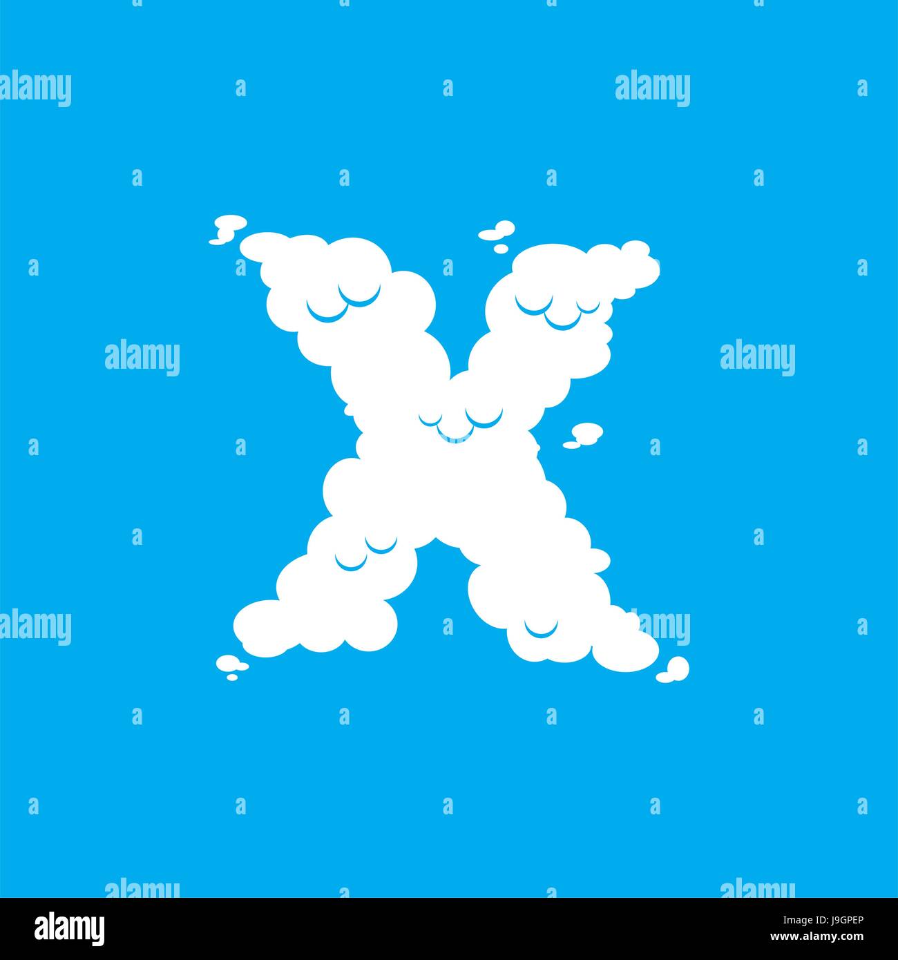 Letter X cloud font symbol. White Alphabet sign on blue sky Stock ...