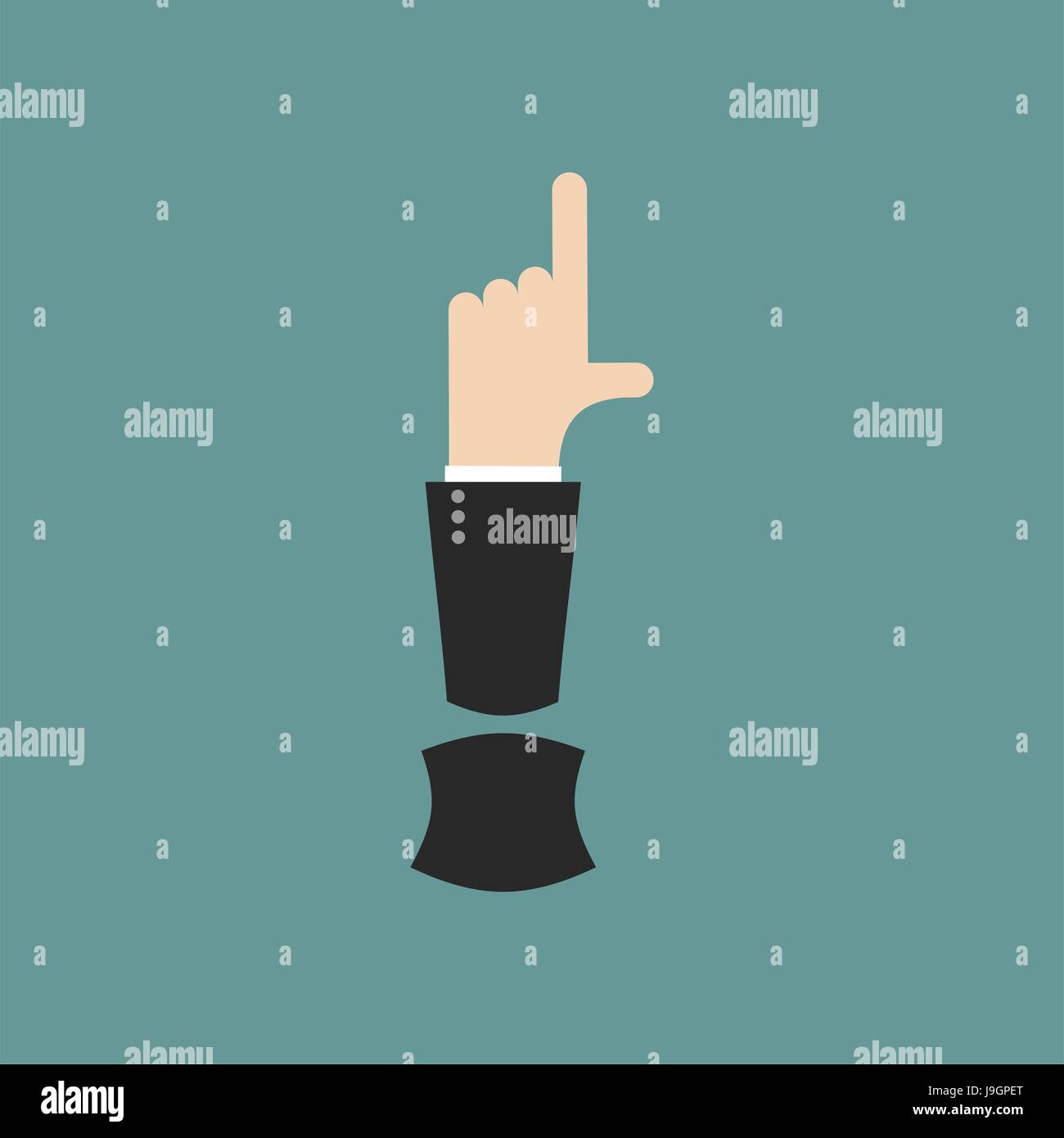 Exclamation mark letter businessman hand font. It shows finger print ...