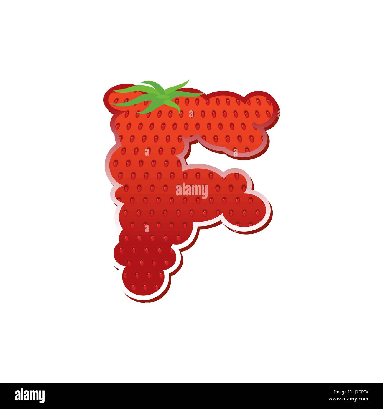 Letter F Strawberry font. Red Berry lettering alphabet. Fruits ABC ...