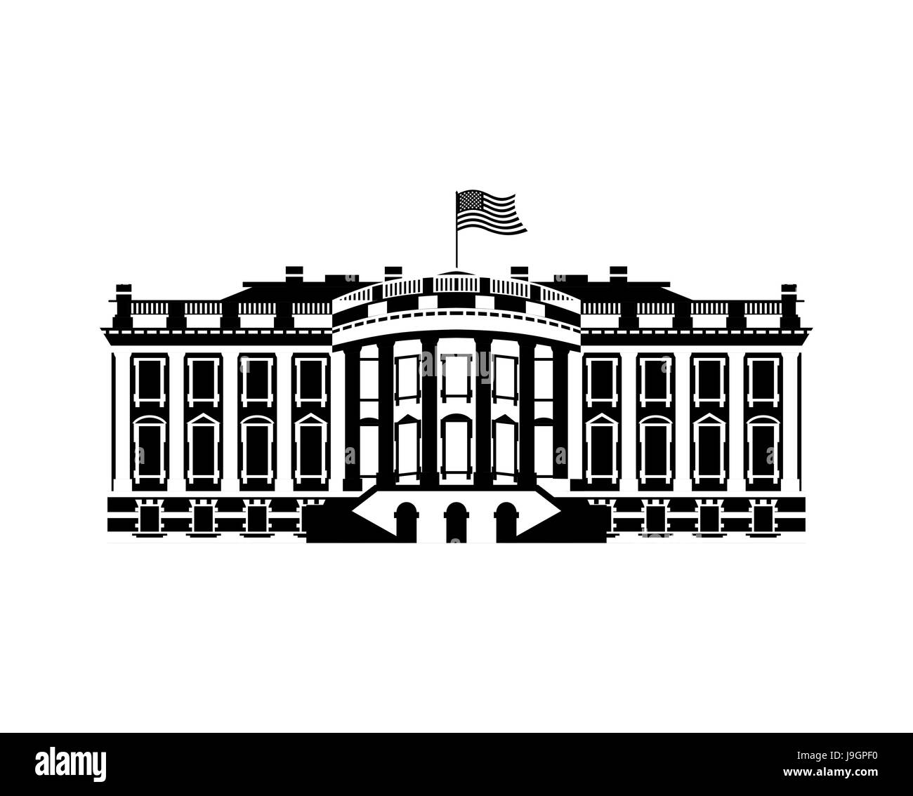 US White House sign icon. America government building. mansion ...
