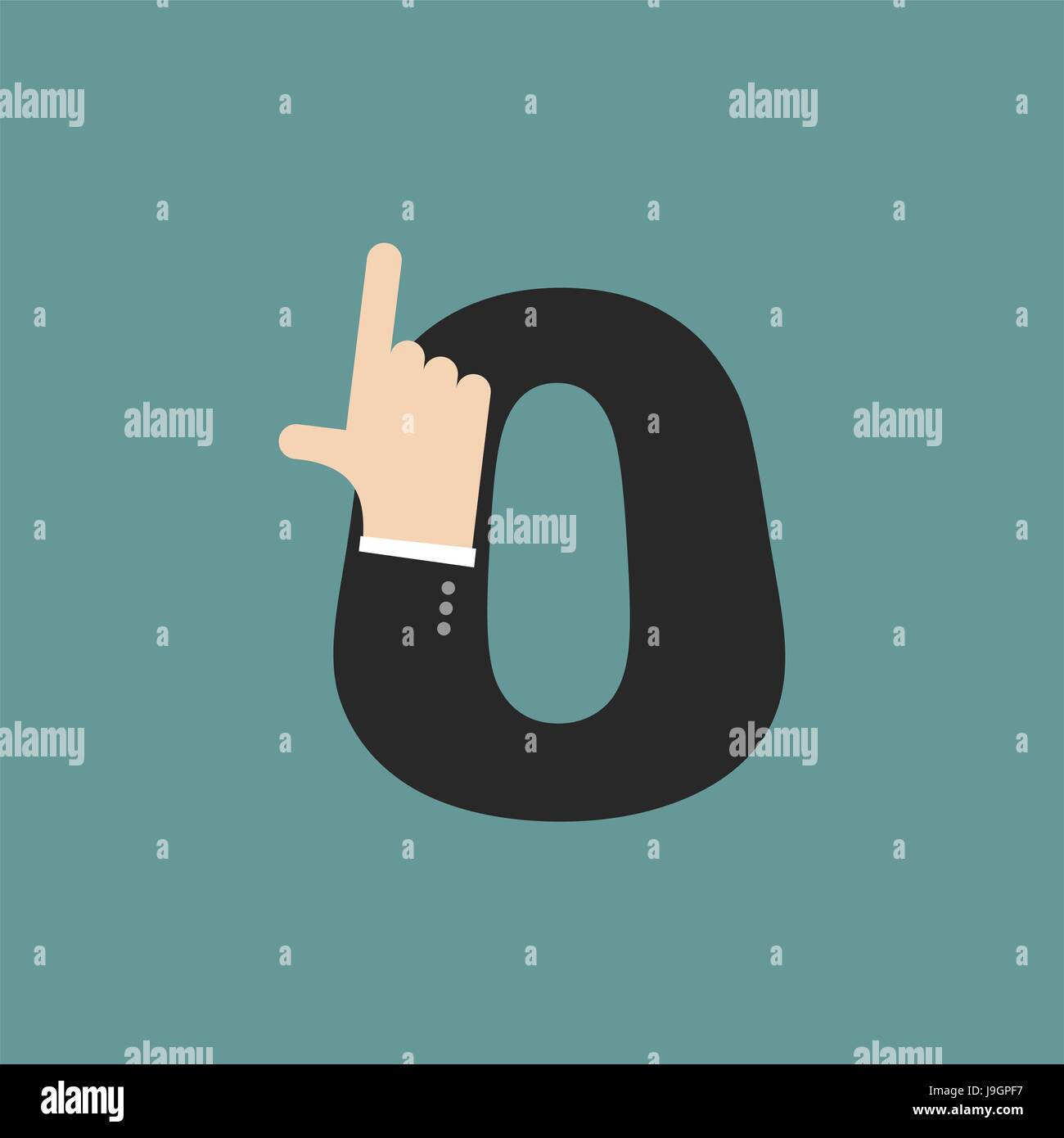 number 0 letter businessman hand font. It shows finger print. Arm ...