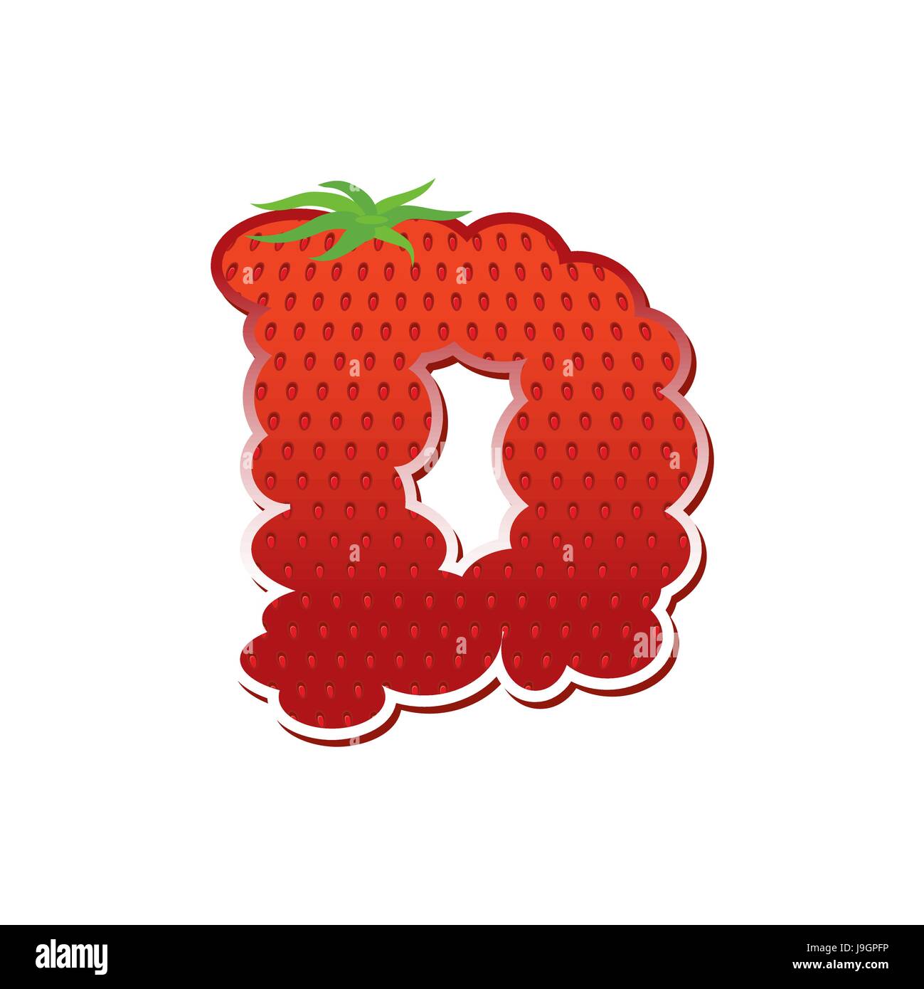 Letter D Strawberry font. Red Berry lettering alphabet. Fruits ABC ...
