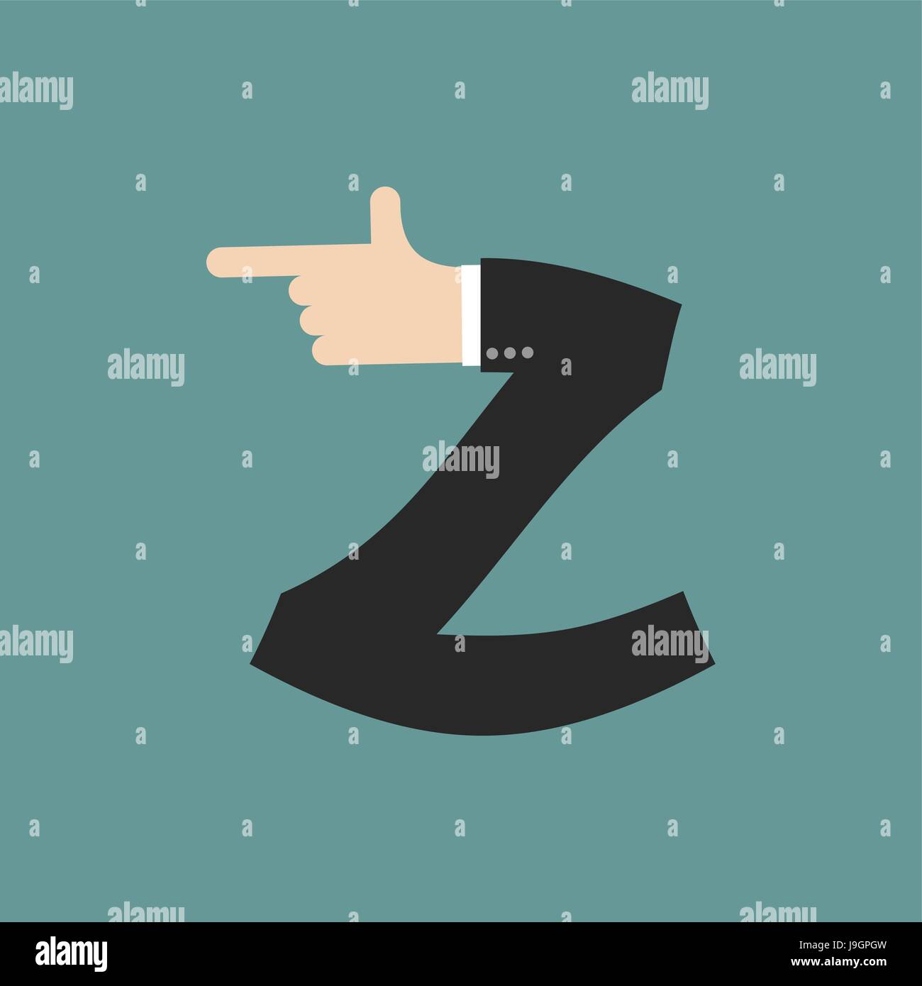 Z letter businessman hand font. It shows finger print. Arm symbol ...