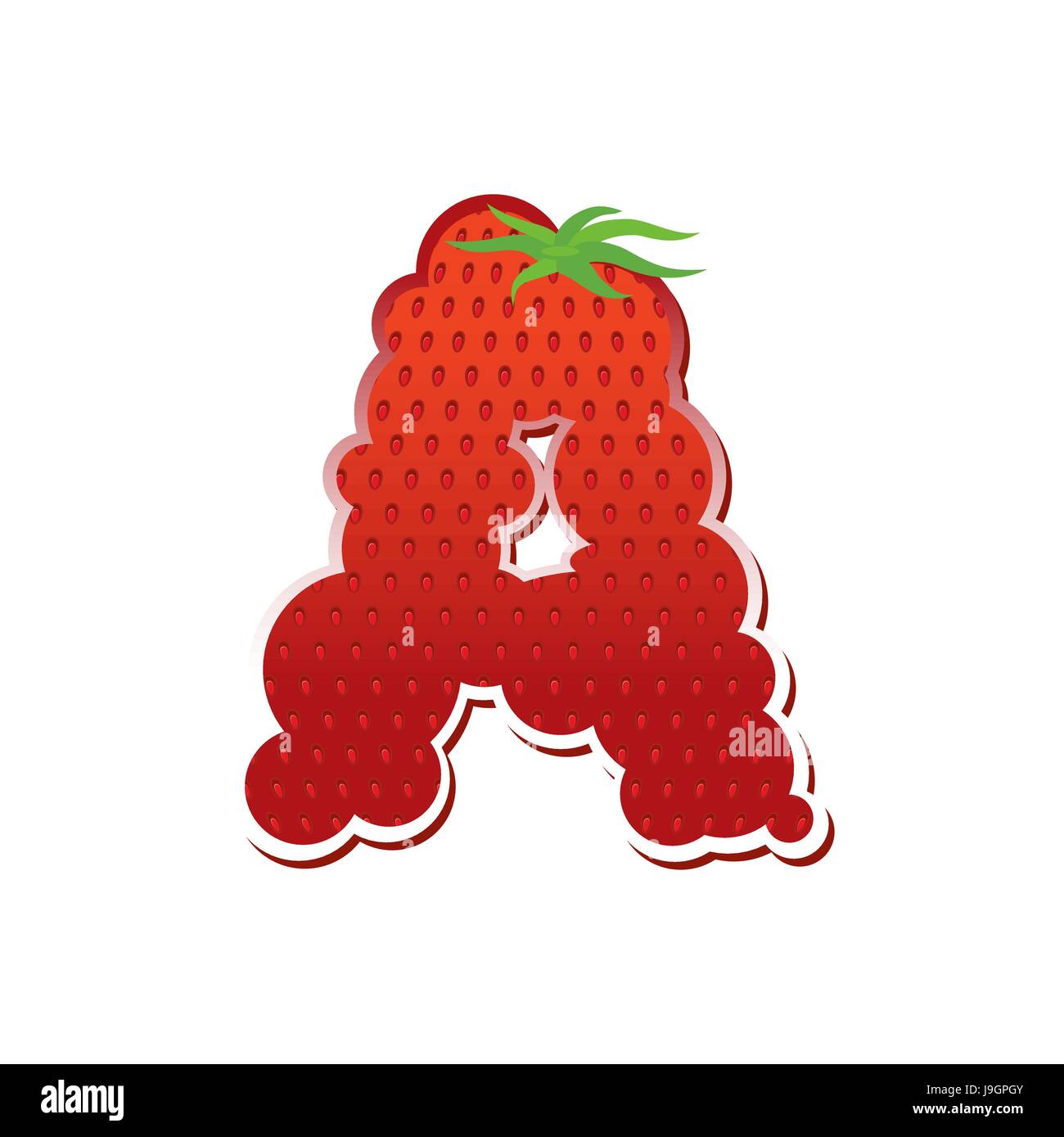 Letter A Strawberry font. Red Berry lettering alphabet. Fruits ABC ...