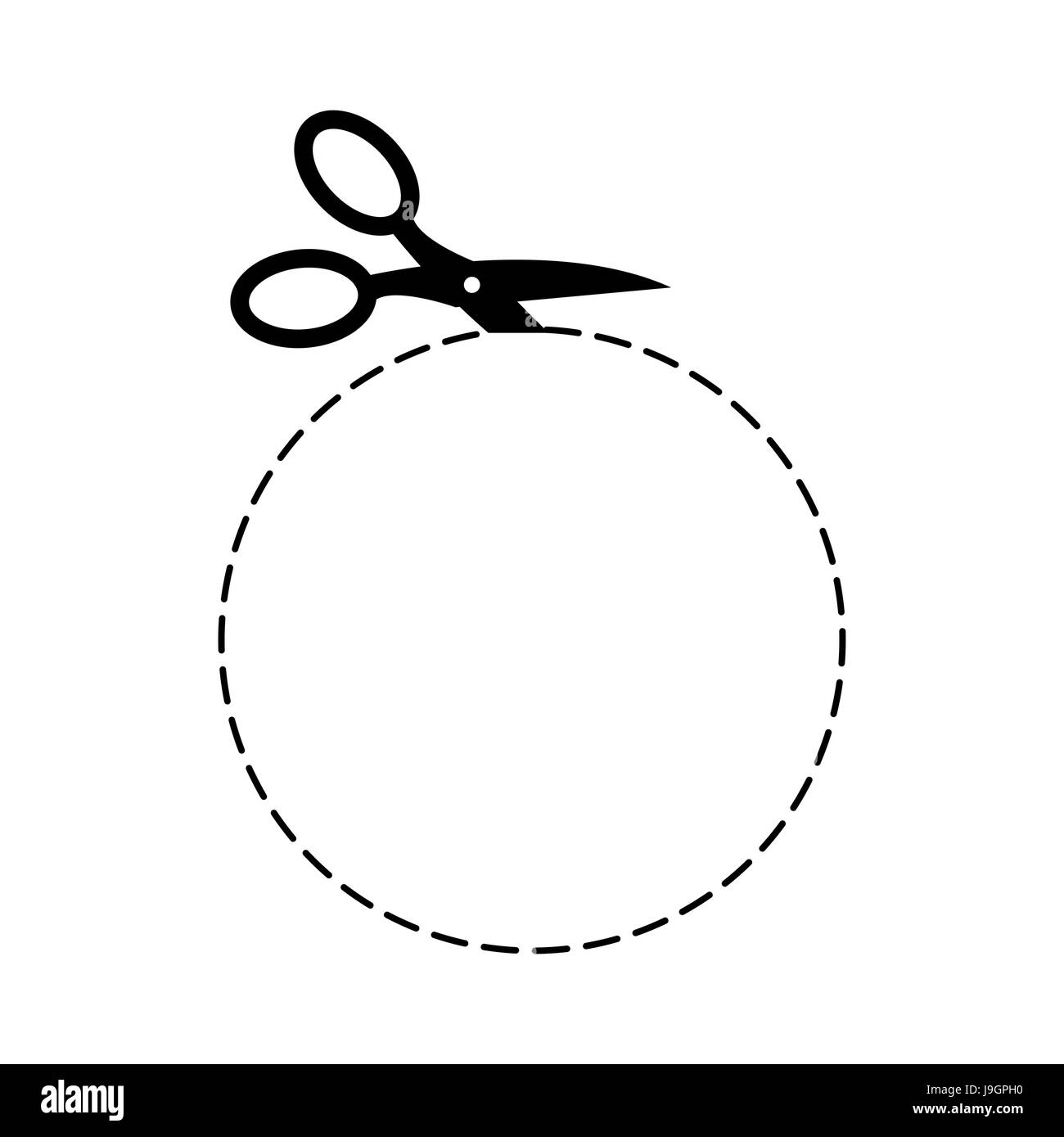 Scissors circle template sign. Symbol cut with shears Stock Vector ...