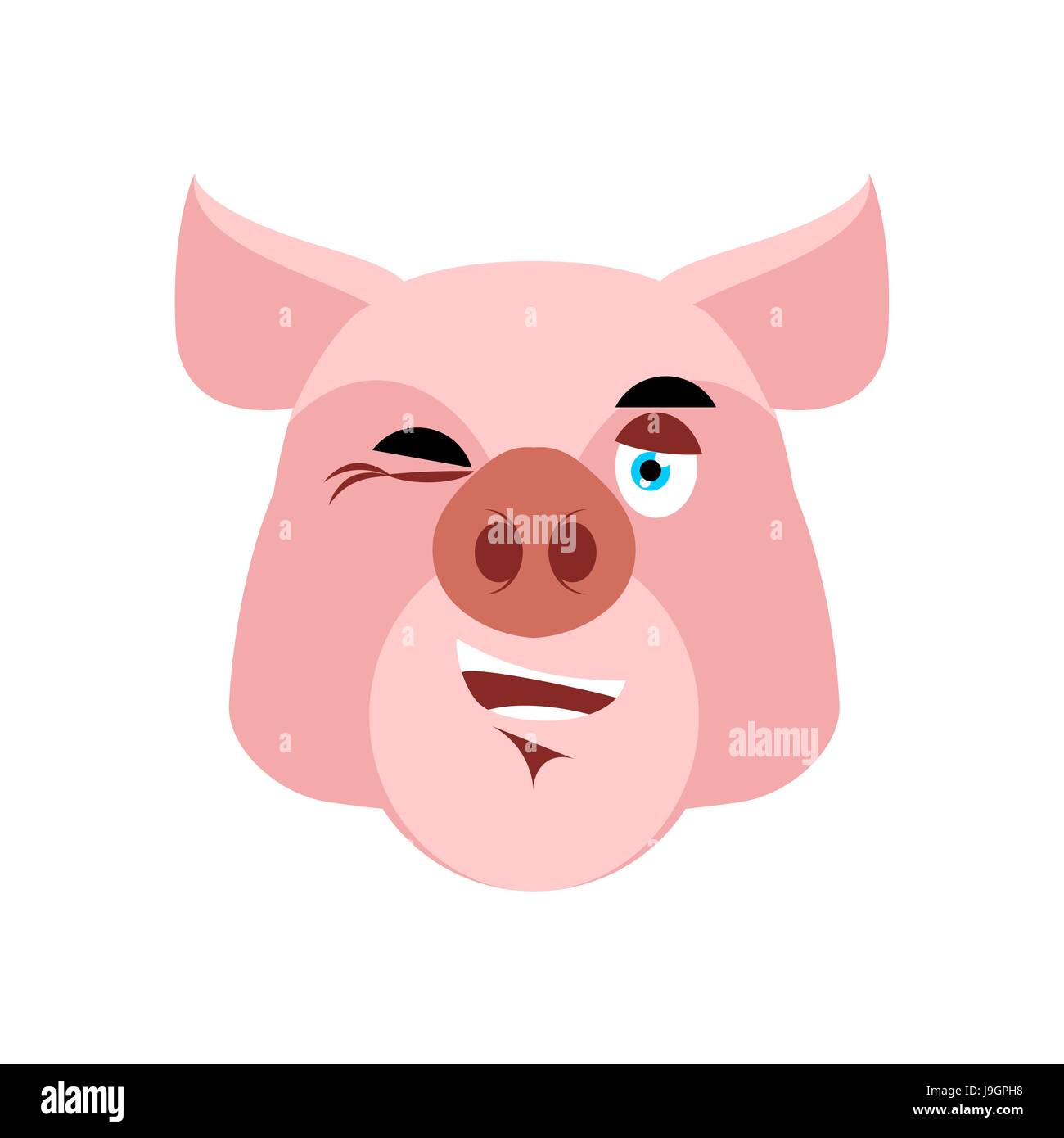 Pig winking Emoji. piggy merry emotion on white background. Farm animal ...