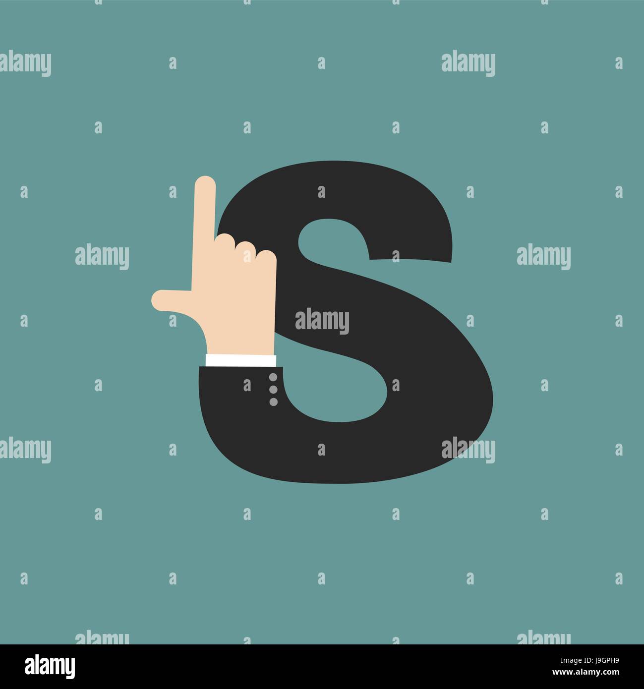 S letter businessman hand font. It shows finger print. Arm symbol ...