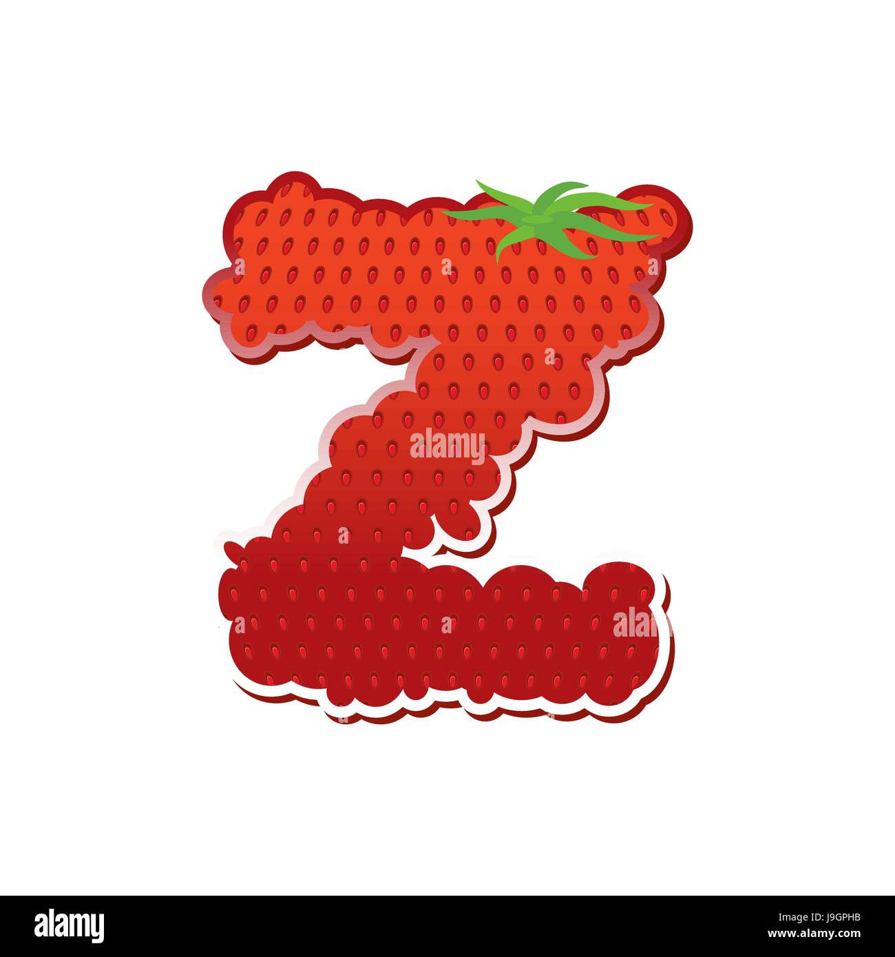 Letter Z Strawberry font. Red Berry lettering alphabet. Fruits ABC ...
