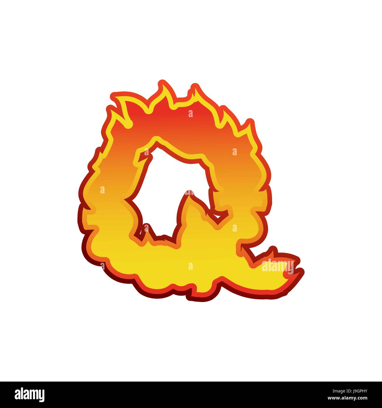 Letter Q fire. Flames font lettering. Tattoo alphabet character. fiery ...