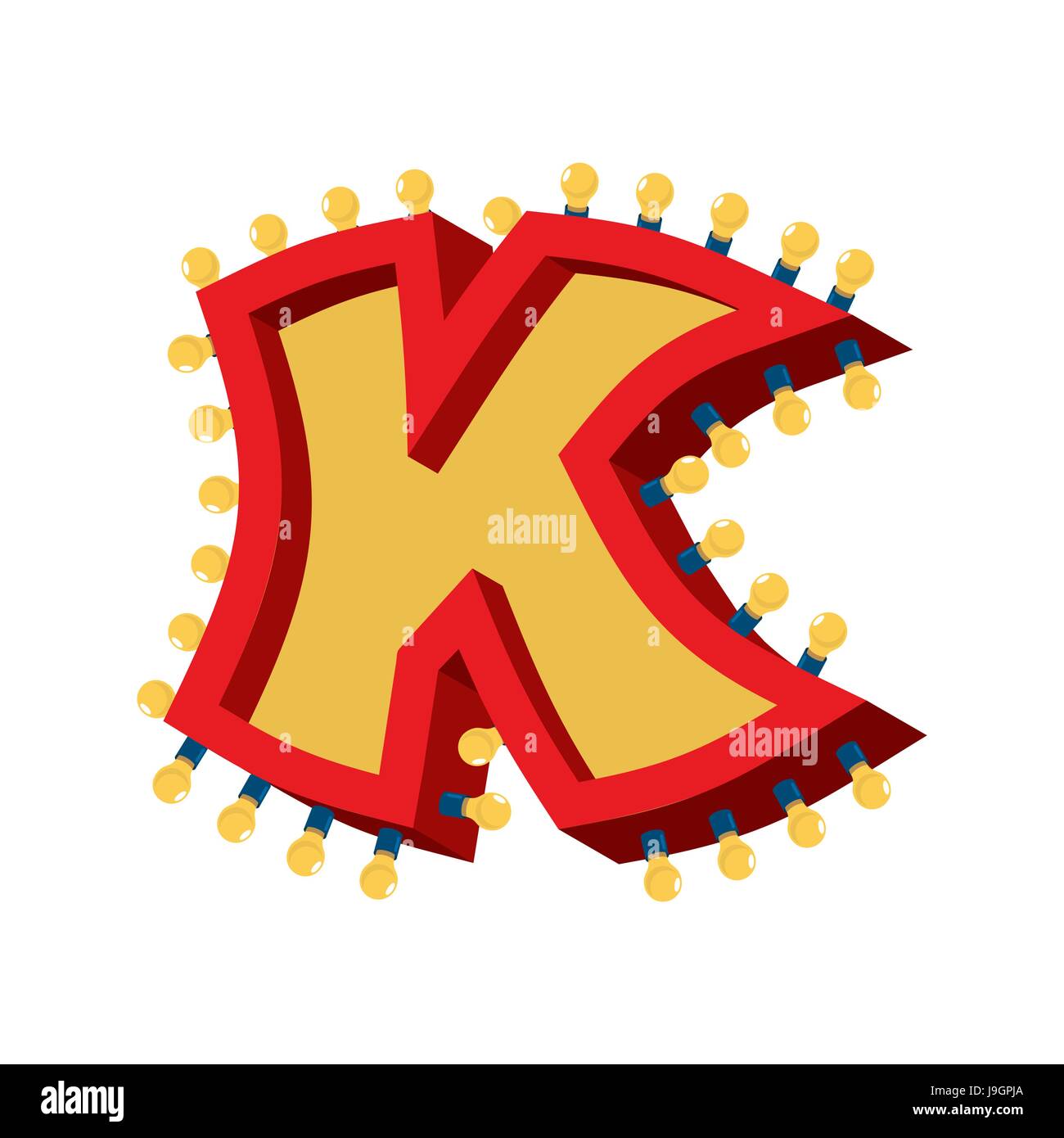 Letter K lamp glowing font. Vintage light bulb alphabet. Retro ABC ...