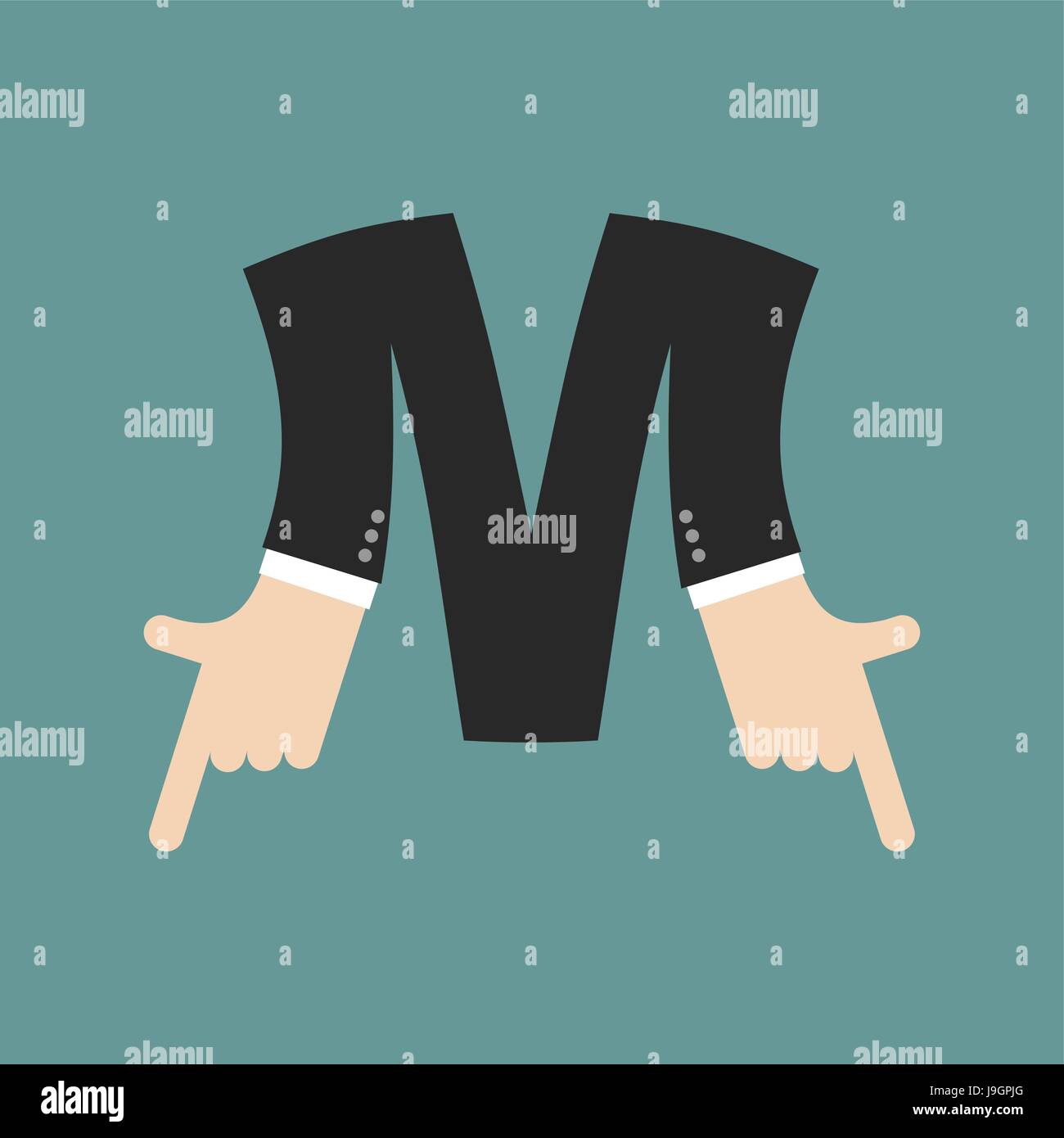 M letter businessman hand font. It shows finger print. Arm symbol ...