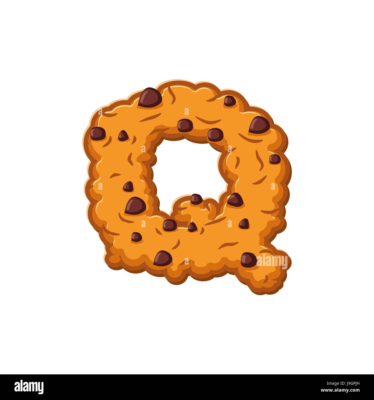Q letter cookies. Cookie font. Oatmeal biscuit alphabet symbol. Food ...
