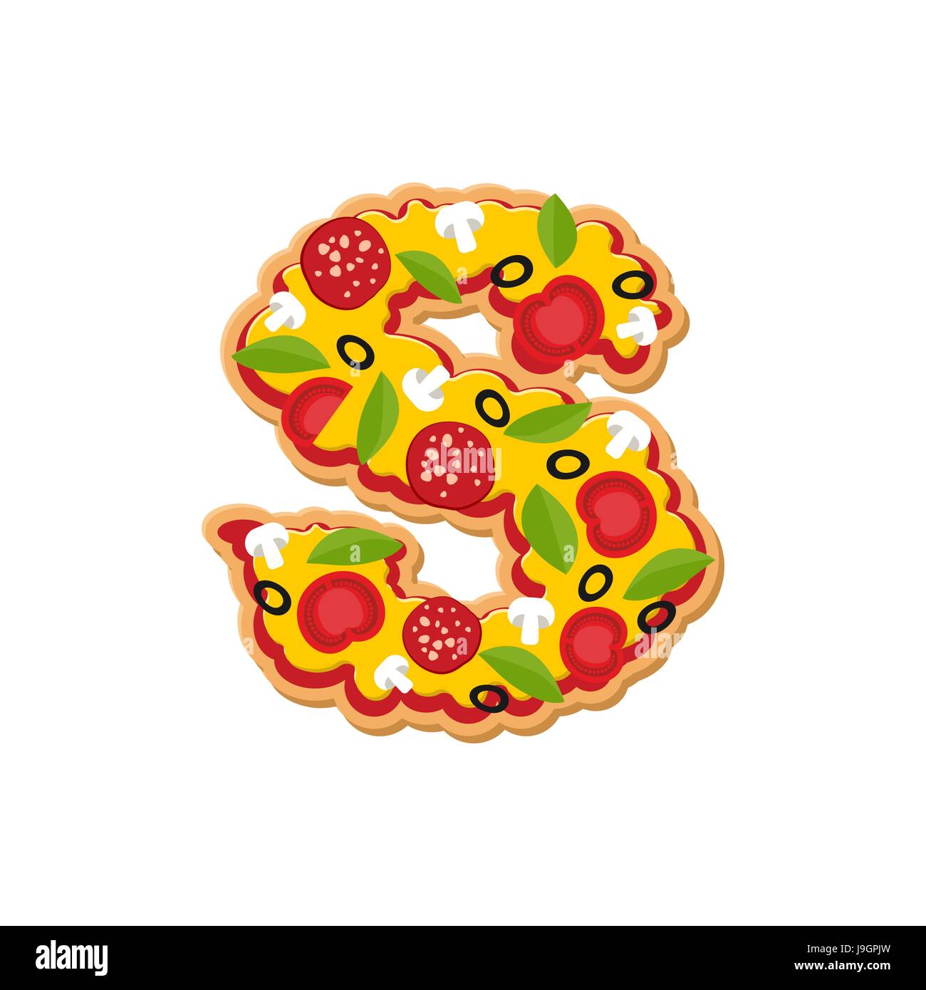 Letter S pizza font. Italian meal alphabet. Lettring fast food Stock ...