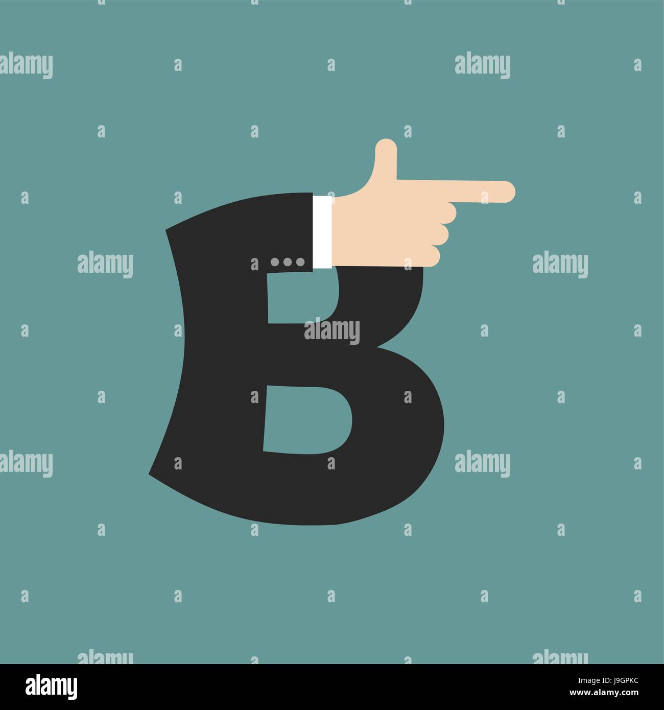 B letter businessman hand font. It shows finger print. Arm symbol ...