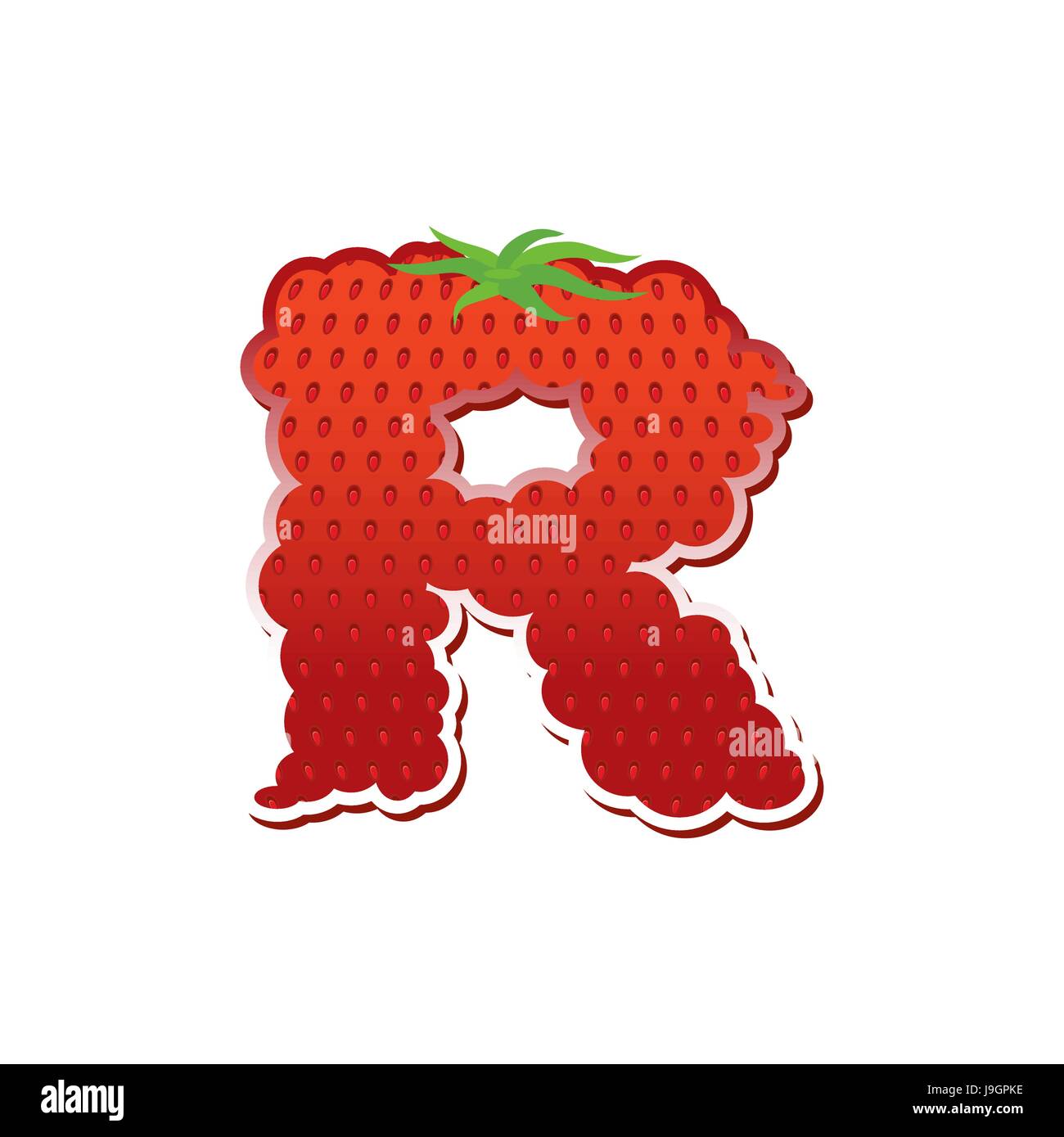 Letter R Strawberry font. Red Berry lettering alphabet. Fruits ABC ...