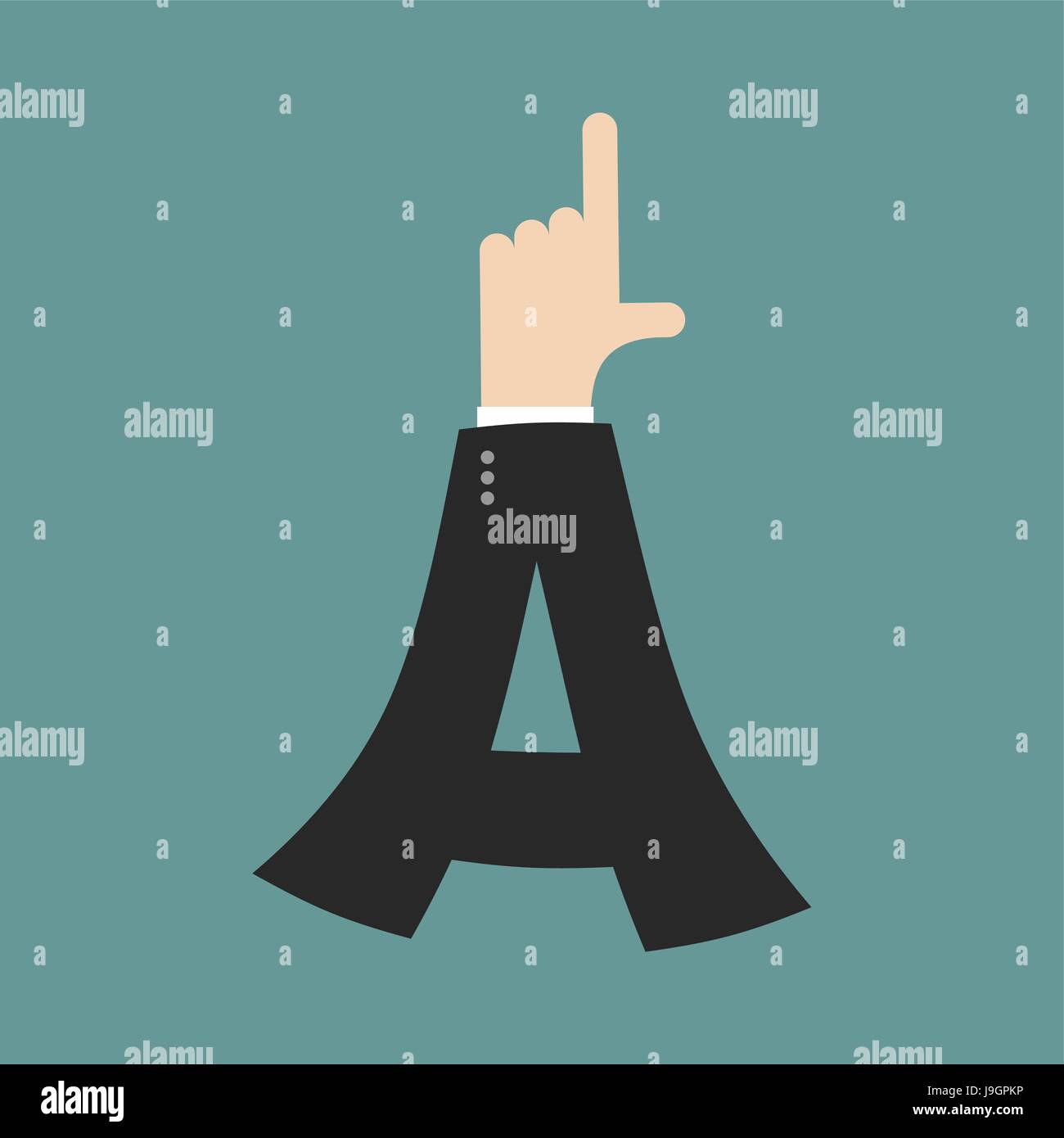 A letter businessman hand font. It shows finger print. Arm symbol ...