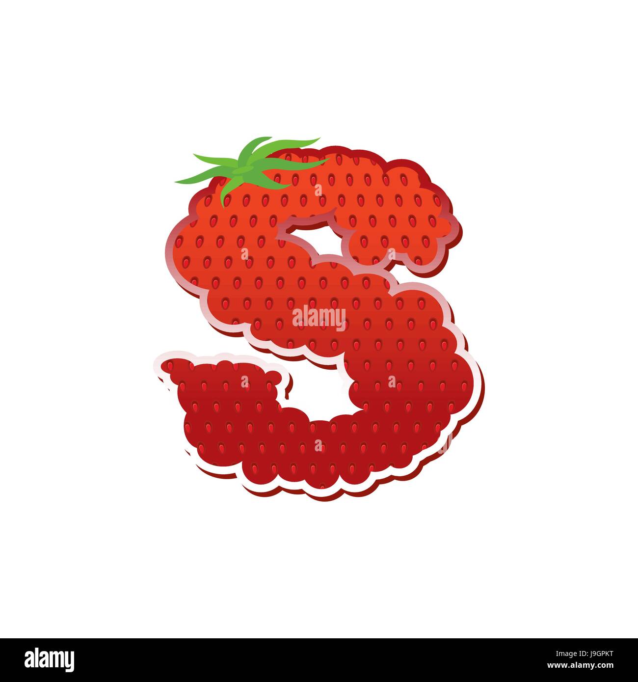 Letter S Strawberry font. Red Berry lettering alphabet. Fruits ABC ...